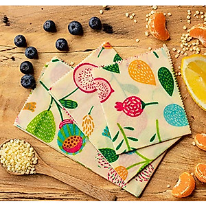 Reusable Beeswax Food Wrap (Set of 3) Eco friendly sustainable organic biodegradable cotton sheets bees wax wraps | Great safe storage keeps produce fresher | Sandwich wrap |Plastic Free zero waste