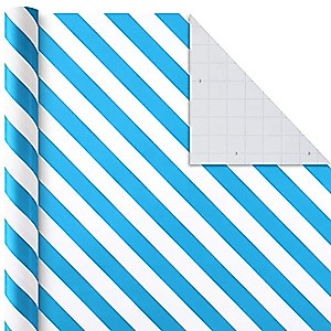 Hallmark Wrapping Paper Bundle with Cutlines on Reverse (6 Rolls: 180 sq. ft. total) Solids, Polka Dots & Stripes, Pink, Blue, Silver for Birthdays, Easter, Mothers Day, Weddings, Baby Showers