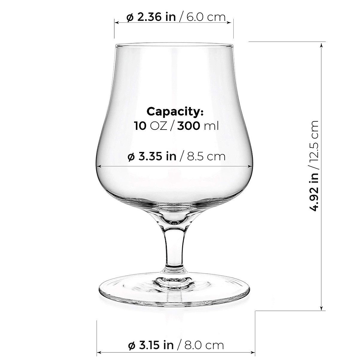Luxbe - Brandy Whiskey Crystal Glasses Snifter, Set of 2 - Handcrafted - Lead-Free Crystal Glass - For Cognac Bourbon Spirits Drinks - 9.5-ounce