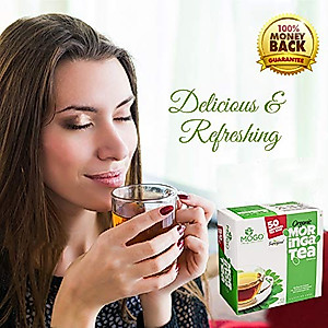 MOGO Organic Moringa Tea Bags - 50 Count,100% Pure,Caffeine Free,Rich Aroma and Taste, Premium Grade Moringa Tea Leaves, Antioxidants Rich Herbal Tea(Packaging Vary)