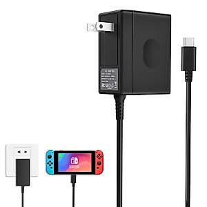 YCCSKY Charger for Nintendo Switch,39W AC Adapter for Switch - Fast Travel Wall Charger with 5FT USB C Cable 15V/2.6A Power Supply for Nintendo Switch Supports TV Mode and Dock Station (Blcak)