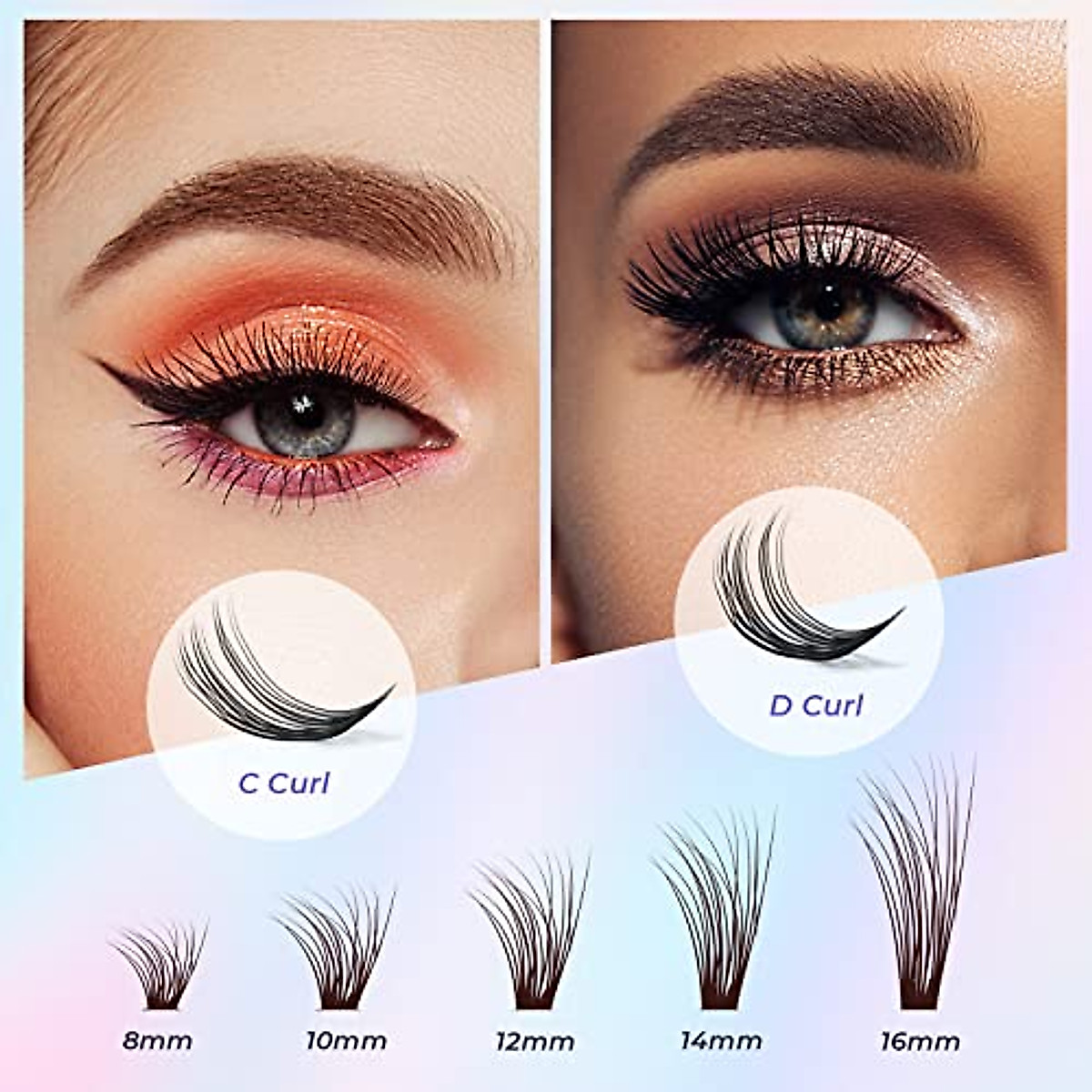 MAEXUS Lash Clusters, Individual Lashes 120 Clusters Natural Look Cluster Lash DIY Eyelash Extension at Home (M20D -0.07D, 8-16mm MIX)
