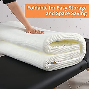 HOMBYS Memory Foam Massage Bed Mattress Topper with Removable Cover, Massage Table Mattress Topper with Elastic Bands, Non-Slip Lash Bed Cushion Only (Bed Not Included)