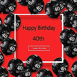 36 Pieces 40th 50th 60th 70th Birthday Party Latex Balloons Black Number Printed Balloons for Party Decoration Supplies (40th)