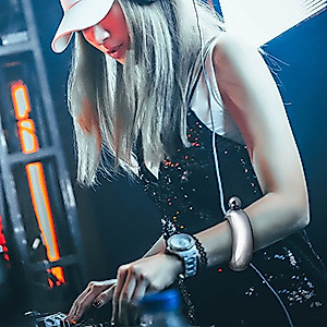 CCJK Liquor Flask for Women with Funnel - Stainless Steel Bangle Bracelet Hidden Flask Set 3.5OZ Wine Flask Wrist Jewelry for Women Girls Men Party Hand size Flask（silver）