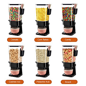 Osacoe Cereal Dispenser Countertop Black 2 Pack with Bowls Spoons Cutlery Box,5.5 QT Dry Food Dispenser Snack Organizer Containers Storage for Pantry Kitchen Organization Oatmeal Nut Granola Candy