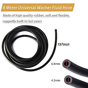 Windshield Washer Hose Kit - 4 Meter Universal Washer Fluid Hose with 8 Pcs Hose Connectors, Suitable for Most Windshield Washer Nozzle Installation, Connect Car Water Pump and Nozzles