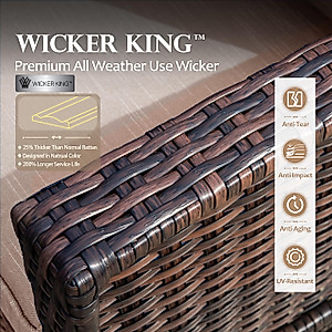 HERA'S HOUSE Patio Furniture Set with High Back Swivel Chairs, 5-Piece Outdoor Wicker Furniture Conversation Set with Ottomans for Garden Yard Porch, Beige