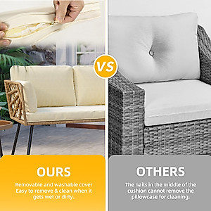 DWVO Patio Loveseat, All-Weather Wicker Rattan Patio Sofa for Balcony, Backyard, Pool, Porch, Deck, Outdoor Sectional Furniture with Cushions (Beige)