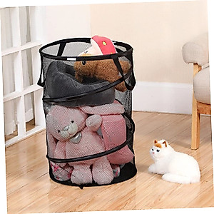 HOMSFOU Folding Laundry Basket Collapsible Laundry Hamper Folding Clothes Mesh Laundry Hamper Folding Sundries Organizer Clothes Basket Black Laundry Basket Laundry Mesh Basket Laundry Bag