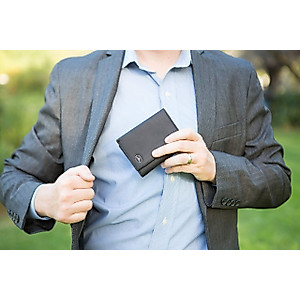 Stealth Mode Trifold RFID Blocking Leather Wallet for Men (Black)