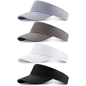 4 Pieces Kids Sports Sun Visor Hats Empty Top Baseball Cap Running Tennis Hats (Light Gray, Dark Gray, White, Black)