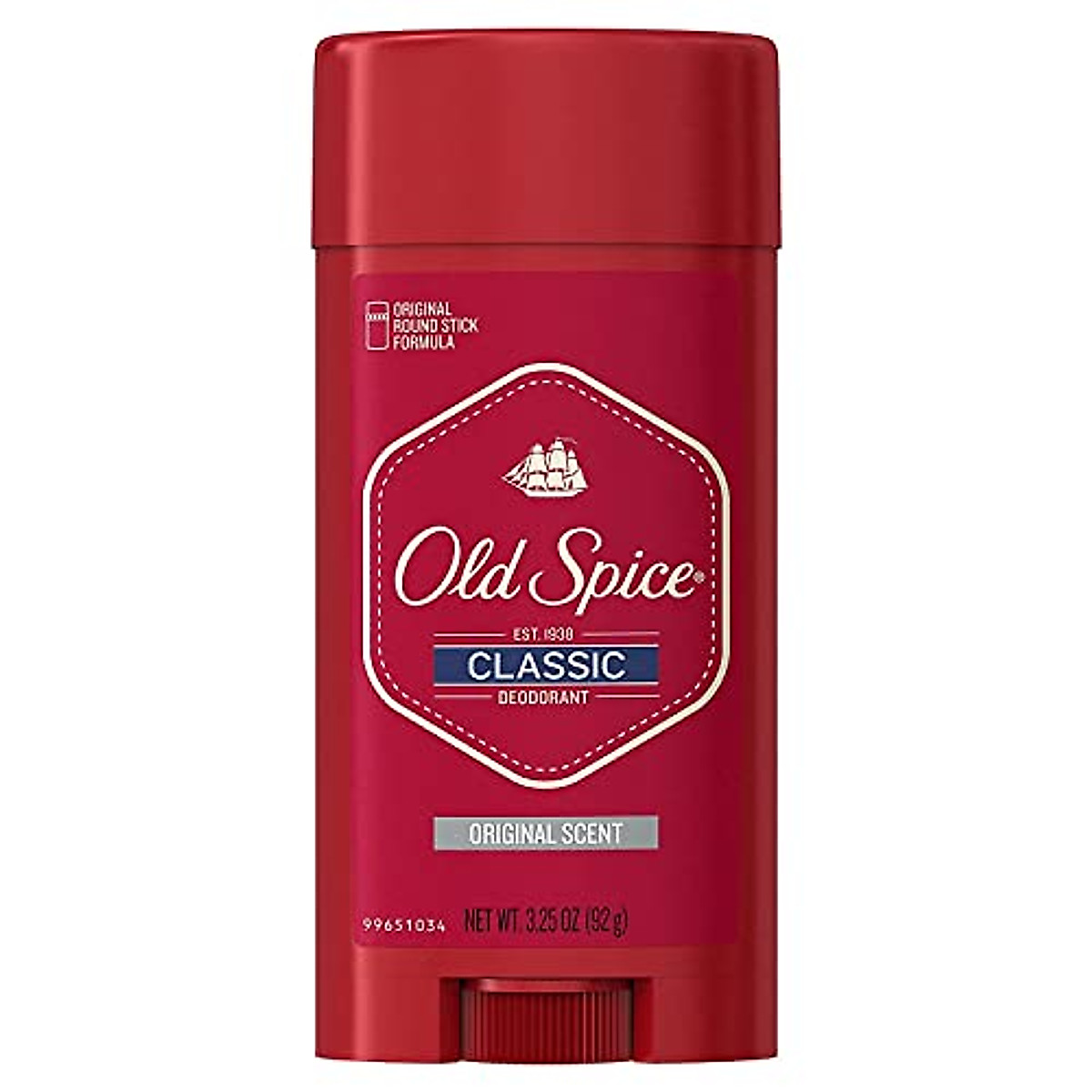 Old Spice Deodorant 3.25 Ounce Classic Original Round Stick (96ml) (3 Pack)