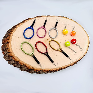 Tennis Earrings - Girls Tennis Earrings - Tennis Lovers Gifts - Gifts for Tennis Players Female - Tennis Earrings for Men & Women - Tennis Gifts for Women - Tennis Racket Jewelry (Optic Yellow)