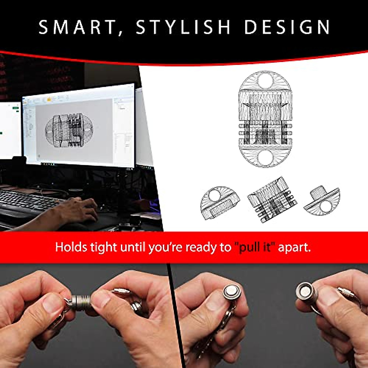 ZeroHour MQR Magnetic Quick Release Keychain Fob for Keys, Bags, Purses and Belt – Ultra Strong Magnet with Premium Rings for Fast Access to Keys (1, Sandblasted Titanium)