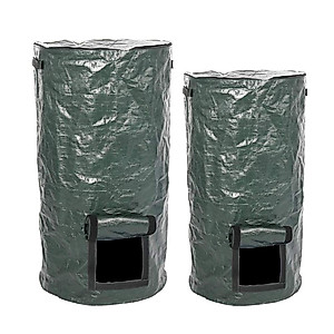 Aqur2020 Compost Bin Bag, Reusable Garden Yard Waste Bag, PE Compost Bag Environmental Organic Compost Bag Organic Waste Bag for Lawn Yard (35x60 cm)
