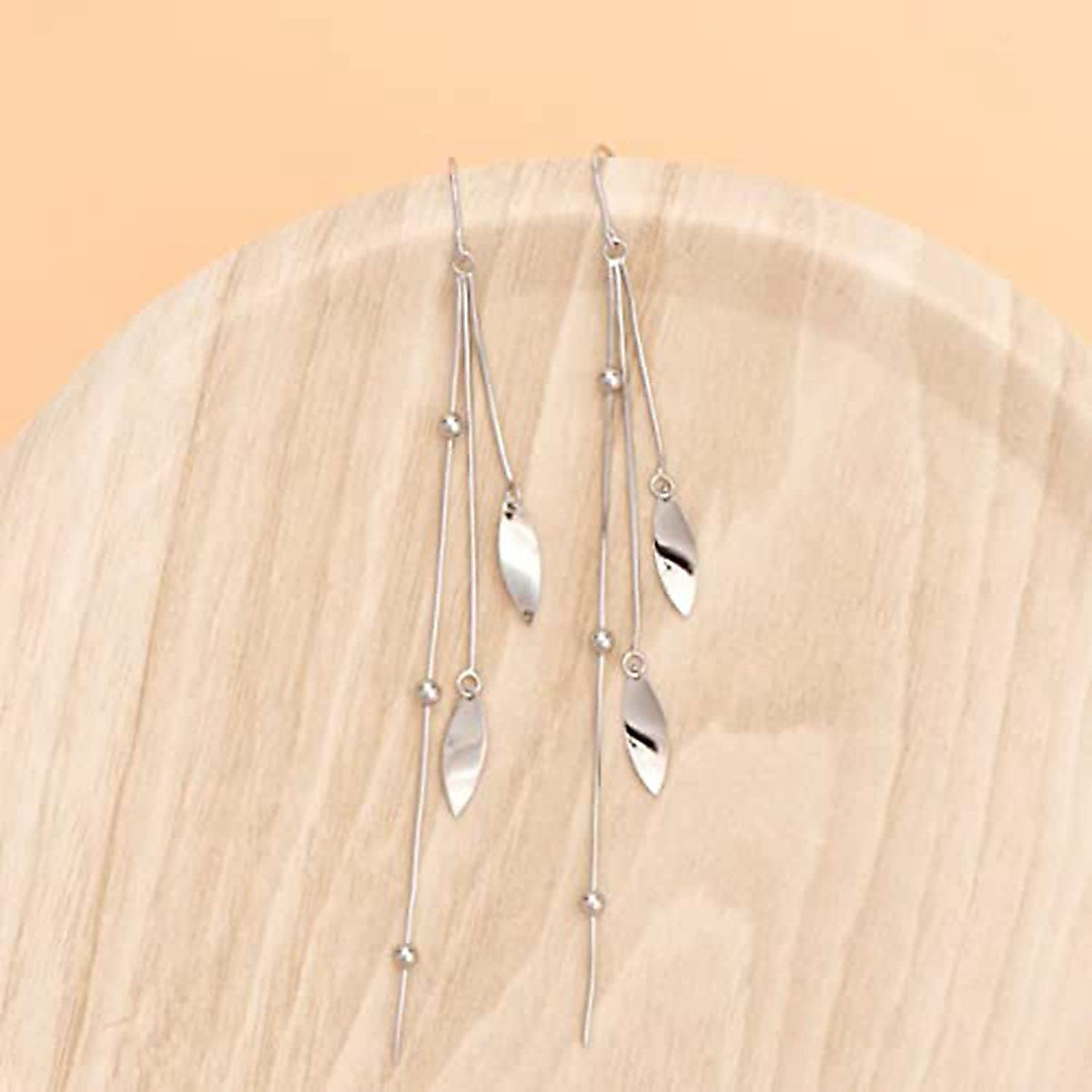 VONALA Leaf Threader Earrings 925 Sterling Silver Chain Earrings Tassel Dangle Drop Earrings for Women Hypoallergenic Jewelry Gift