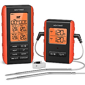 Wireless Meat Thermometer, NEXTAMZ Digital Meat Thermometer for Food Cooking and Baking, Dual Probe Food Thermometer for Oven BBQ Grill Smoker Kitchen