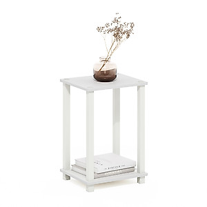 Furinno Simplistic End Table, Small, White/White