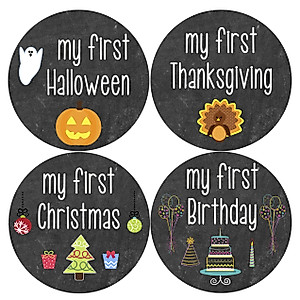 Months In Motion My First Holiday Baby Stickers Milestone Christmas, Birthday, Halloween, Easter, Thanksgiving Baby Sticker Chalkboard