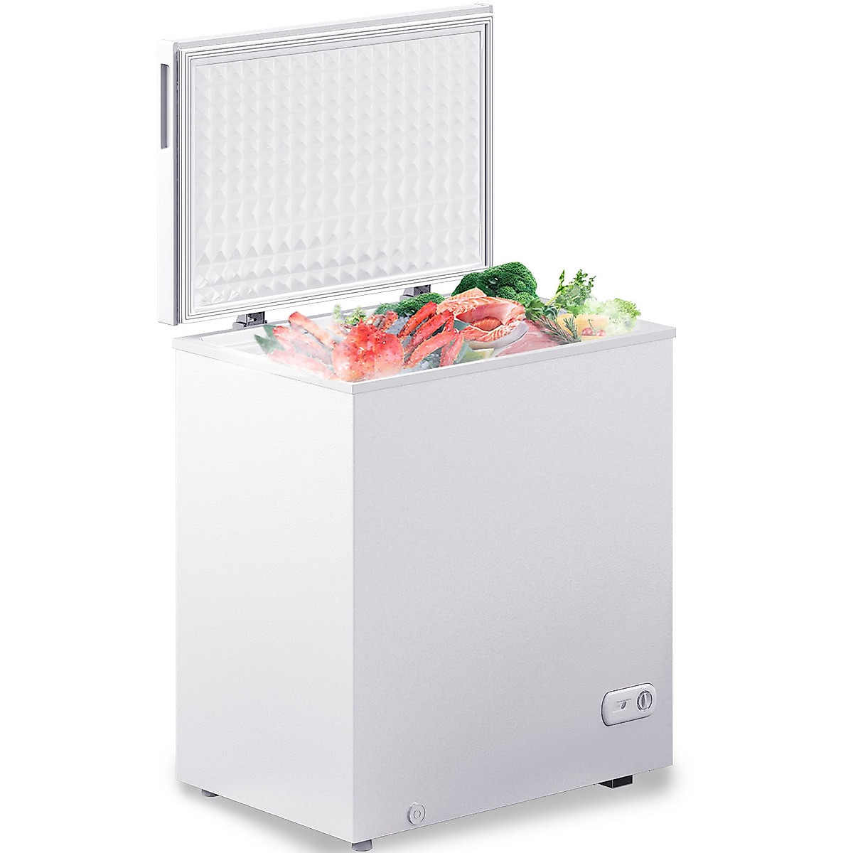 Muhub 10.0 Cu.Ft Chest Freezer,Deep Freezer with Removable Basket,Compact Freezer with Top Open Door, Adjustable Temperature, Low noise，Suitable for Kitchen Dorm Garage and Shed，White