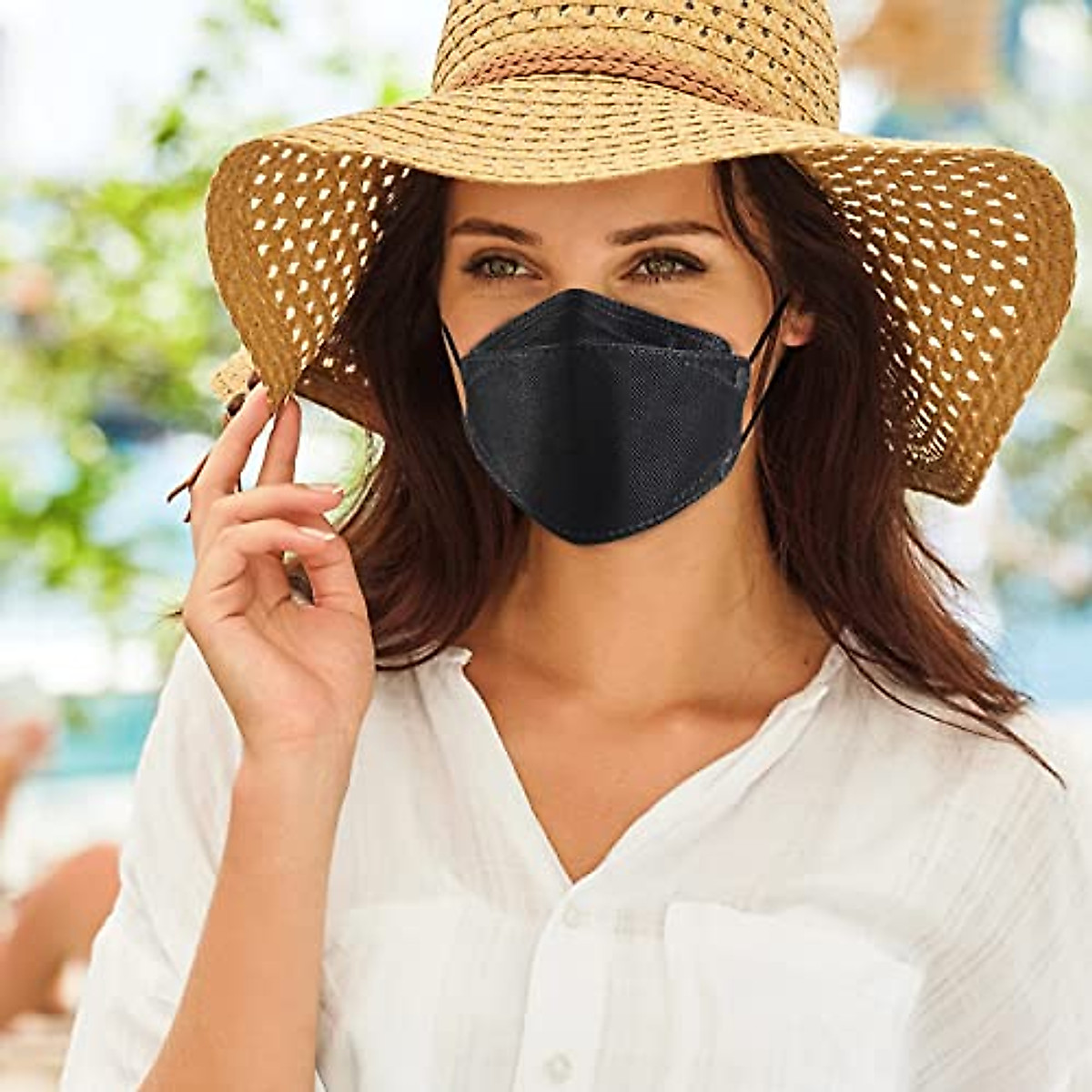 YHDOLL 100 Pcs KF94 Disposable Black Face Masks For Adult 4-Ply Breathable Face Masks 3D Mouth Shields Filter Full Face Cover（10 Pcs/ Pack Black）