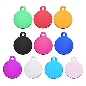 CHENRUI 10 Round Blank ID Name Tag Disc Pet ID Tags for Stamping or Engraving (Color Mix)