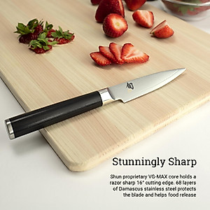 Shun Cutlery Classic Paring Knife 3.5", Small, Nimble Cooking Knife for Peeling, Coring, Trimming and More, Precise Cutting Knife, Handcrafted Japanese Kitchen Knife