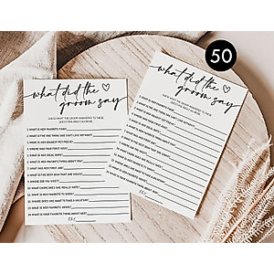 All Ewired Up 50 Bridal Shower Games What Did the Groom Say? (50-Cards) Fun Wedding Game Activity, Decorations, Engagement Party, Rehearsal Dinner, Minimalist Script