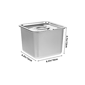 COLLBATH 6.29x6.29x4.72" Stainless Steel Ice Cream Container with Lid Airtight Storage Box for Homemade Ice Cream Yogurt Cold Desserts Easy to Clean