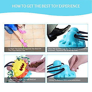 KHAZIX Dog Toys for Aggressive Chewers, Indestructible Dog Rope Toys with 2 Powerful Suction Cup and 2 Balls for Large Small Dogs, Interactive Dog Puzzle Toys