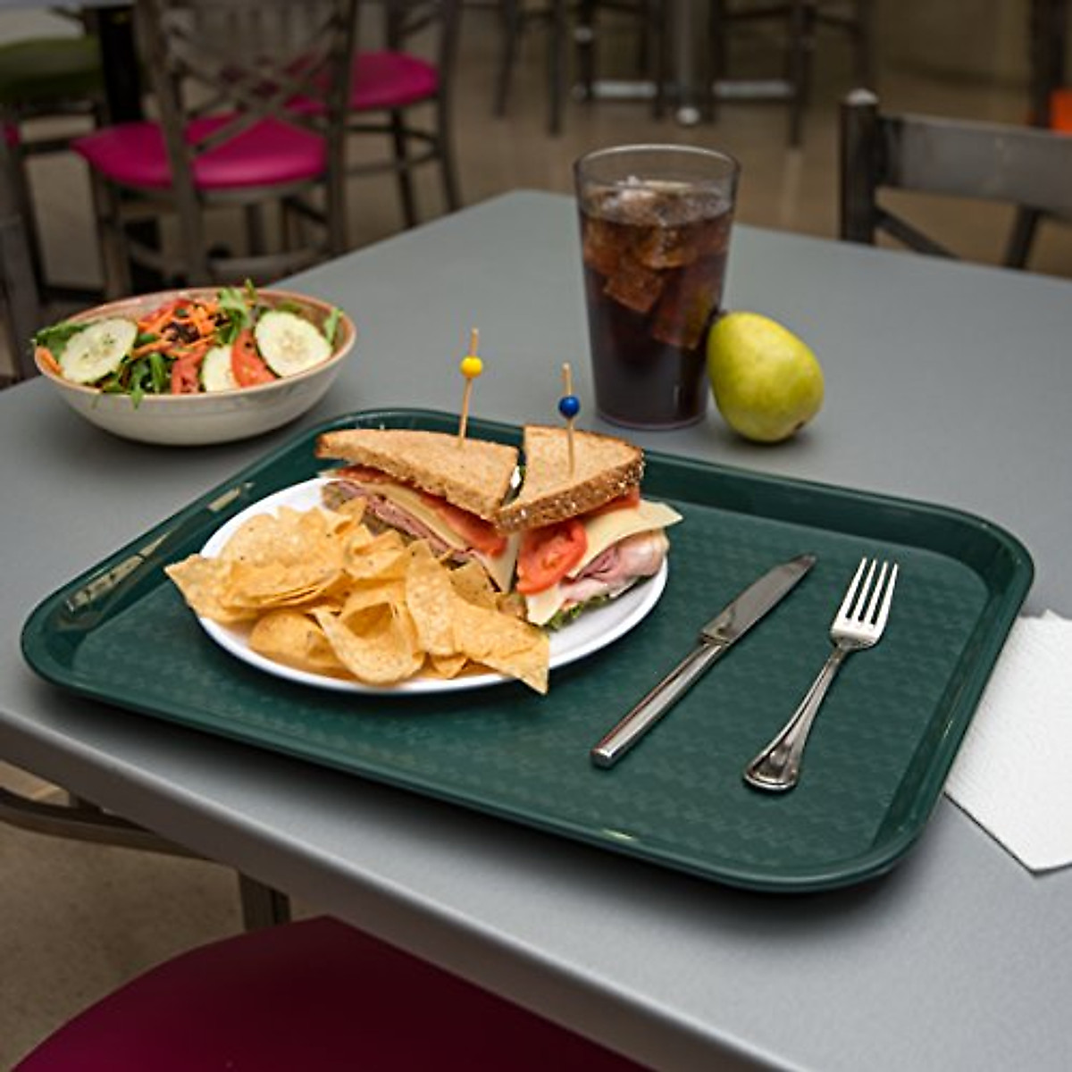 Carlisle FoodService Products Cafe Plastic Fast Food Tray for Cafeteria, 14" x 18", Green
