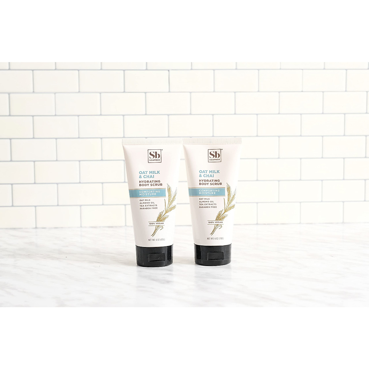 Soapbox Gentle Exfoliating Body Scrub ? Oat Milk & Chai ? 6oz ? Moisturizing Body Scrub for Visibly Smoother Skin with Coconut Oil and Oat Milk