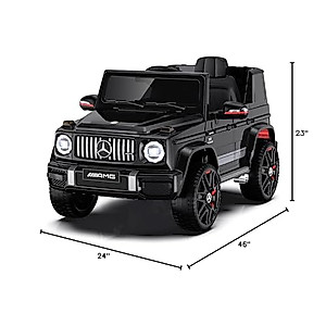ANPABO 24V 4WD Licensed Mercedes-Benz G63 Ride on Car w/Parent Remote Control, 4WD/2WD Switchable, Real-Time Battery Level, LED Headlight & Music Player, Ideal Electric Car for Kids, Black