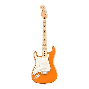Fender Player Stratocaster SSS Electric Guitar, Capri Orange, Maple Fingerboard, Left-Handed