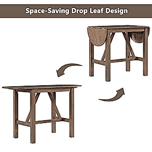 RUNNA 3-Piece Wood Kitchen Table Set, Drop Leaf Table Set with 2 X-Back Chairs for Small Places