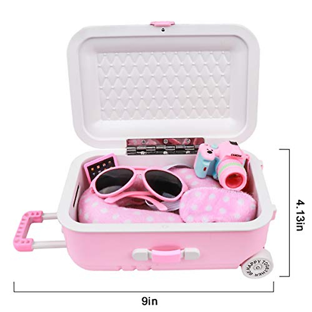 18 Inch Doll Travel Play Set - Doll Accessories with Carry on Suitcase Luggage, 3 Sets of Doll Clothes, Doll Travel Gear Play Set Fit for Girl Dolls(Doll Accessories with Suitcase)