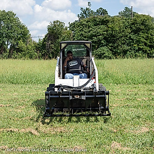 Titan Attachments 72in Economy Skid Steer Root Grapple Bucket Attachment, 3/8in Thick Steel Frame, Quick Tach Mounting System