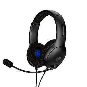 PDP AIRLITE Wired Stereo Gaming Headset, Officially Licensed by Sony PlayStation 5, PS5/PS4/PS3/PC, Lightweight Durable Headphones, 3.5mm audio jack, Noise-canceling Flip-to-Mute Mic, Black