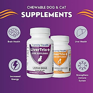 LiverTrio+ Comprehensive Liver Support Supplement for Smaller Dogs. Flavorful Chewable Tablets Combining Same, SPC, Silybin A+B, + Glutathione 30Ct (Small - Medium)
