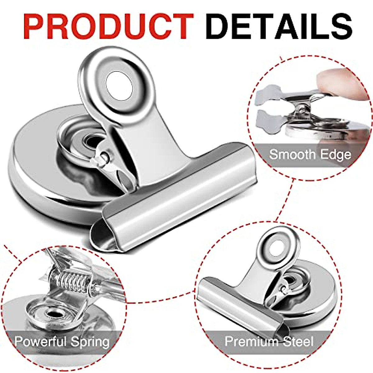 20 Pack Magnetic Clips for Refrigerator, Strong Fridge Magnet Clips,Magnetic Clips Heavy Duty, Clip Magnets for Fridge,Whiteboard, Office,Refrigerator Magnet Clips(Silver)