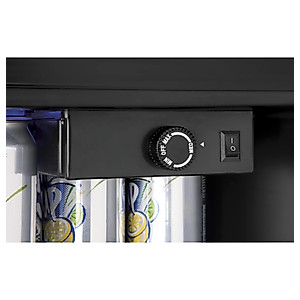 Haier 150-Can Mini Fridge With Lock & Key, Glass Door, Automatic LED Interior Light, 4 Full-Width Glass Shelves & Adjustable Thermostat, Stainless Steel