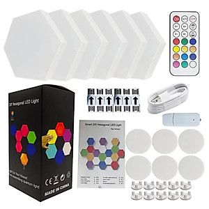 Hexoglow Hexagon LED Lights - Premium Set of Hexagon Wall Lights “6 PCS“ Remote Control and Touch Sensitivity, RGB Lighting, Aesthetic Room Decor, Perfect for Gaming Room and Living Room