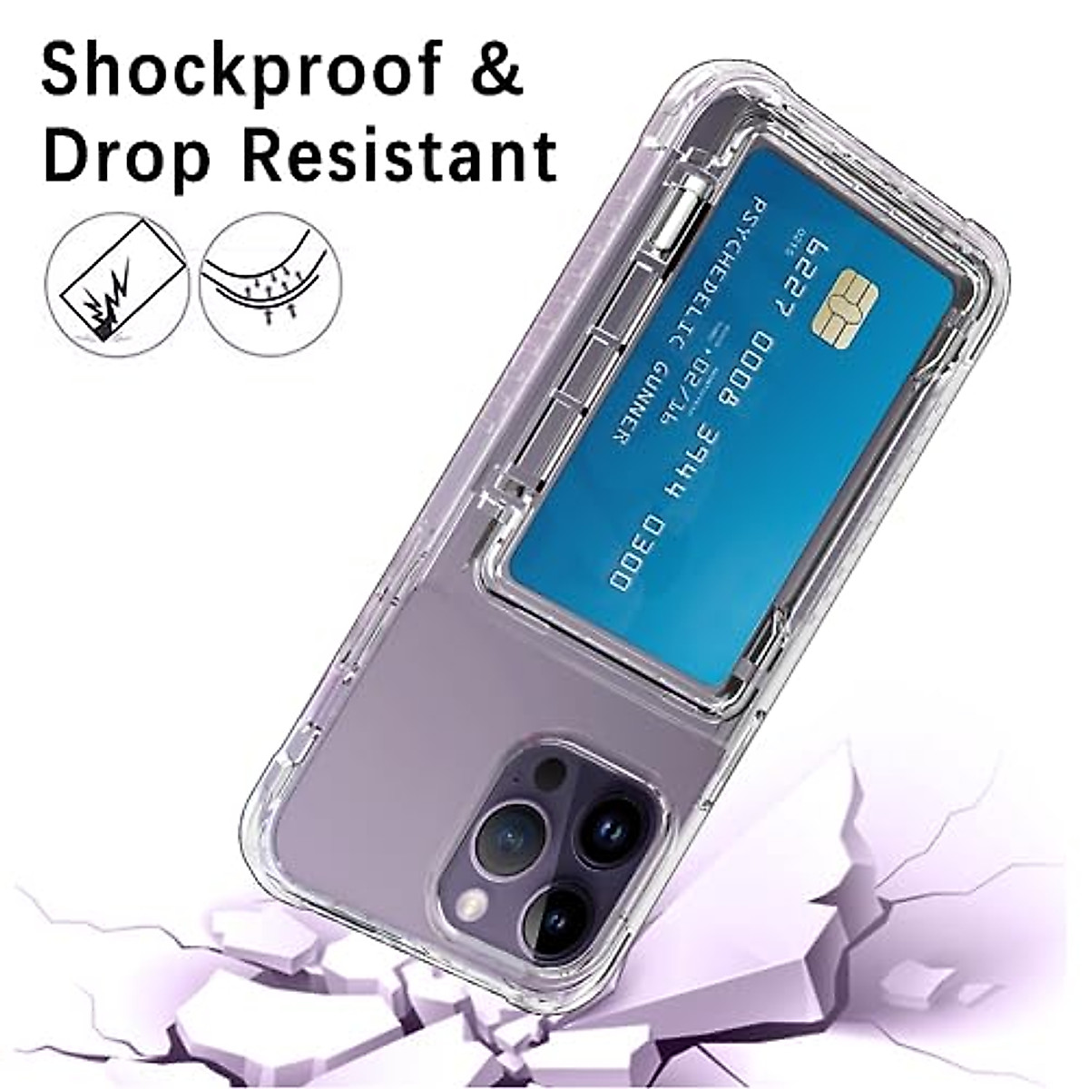 ZIYE for iPhone 14 Pro Max Case with Card Holder,for iPhone 14 Pro Max Wallet Case Store up 4 Credit Card Clear Case Anti-Scratch Shockproof Cover for iPhone 14 Pro Max 5G