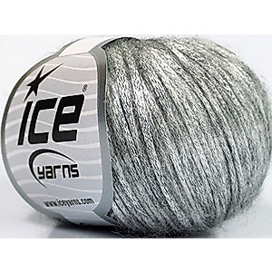 Rock Star, Silver Gray, Metallic Shine, Soft Nylon Merino Wool Acrylic Blend Yarn, 50 Gram