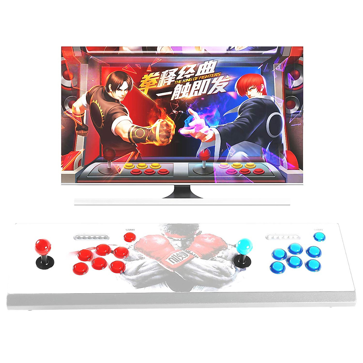 Hikig 2 Player led arcade buttons and joysticks DIY kit 2x joysticks + 20x led arcade buttons game controller kit for MAME and Raspberry Pi - Red + Blue Color