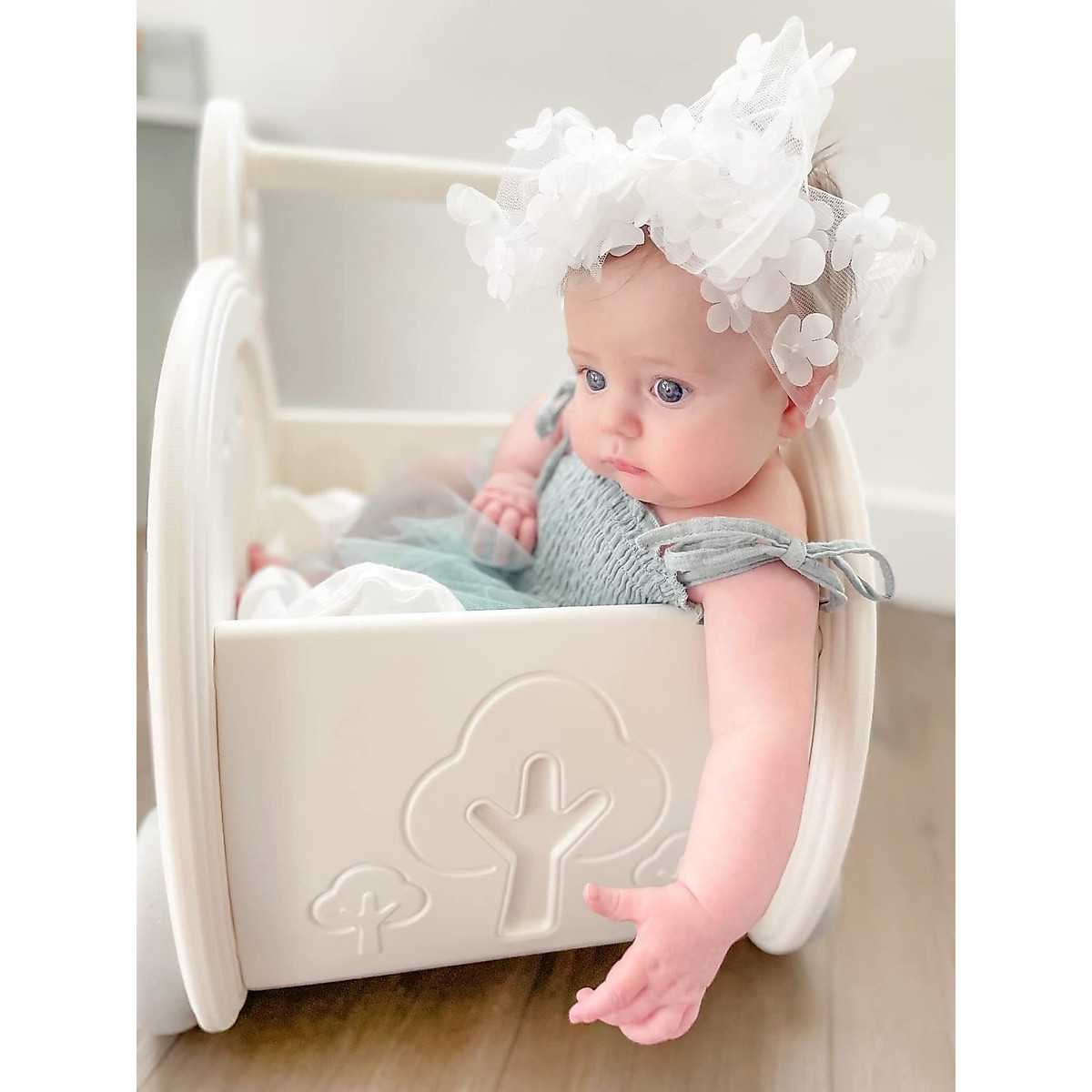 Bebamour Baby Shopping Cart, Baby Toys Push and Pull Baby Stroller, 2-in-1 Toddler Learning Walker Toy Storage Chest, Shopping Cart and Doll Stroller, White Cart