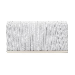 Premium Pleated Metallic Glitter Mesh Clutch Evening Bag Handbag, Silver