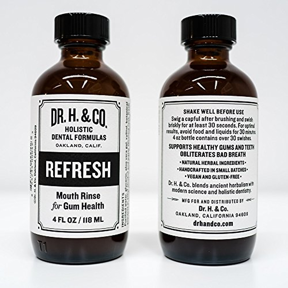 Dr. H. & Co. Dentist Formulated Refresh Mouthwash - All Natural Herbal Mouth Rinse for Healthy Gums and Teeth (4 Fl Oz (Pack of 1))