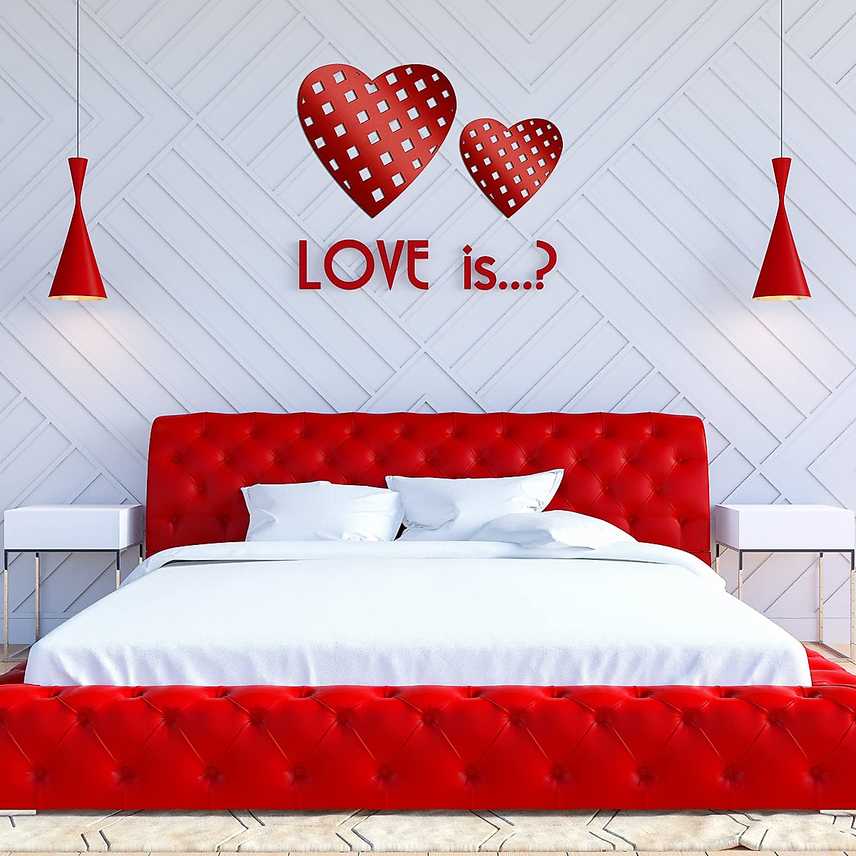 2 Pieces Metal Hollowed Out Heart Wall Decor Distressed Style Heart Shape Sign Rustic Heart Shape Hanging Wall Art for Outdoor Indoor Home Living Room Bedroom Garden Yard Decoration (Rustic Red)